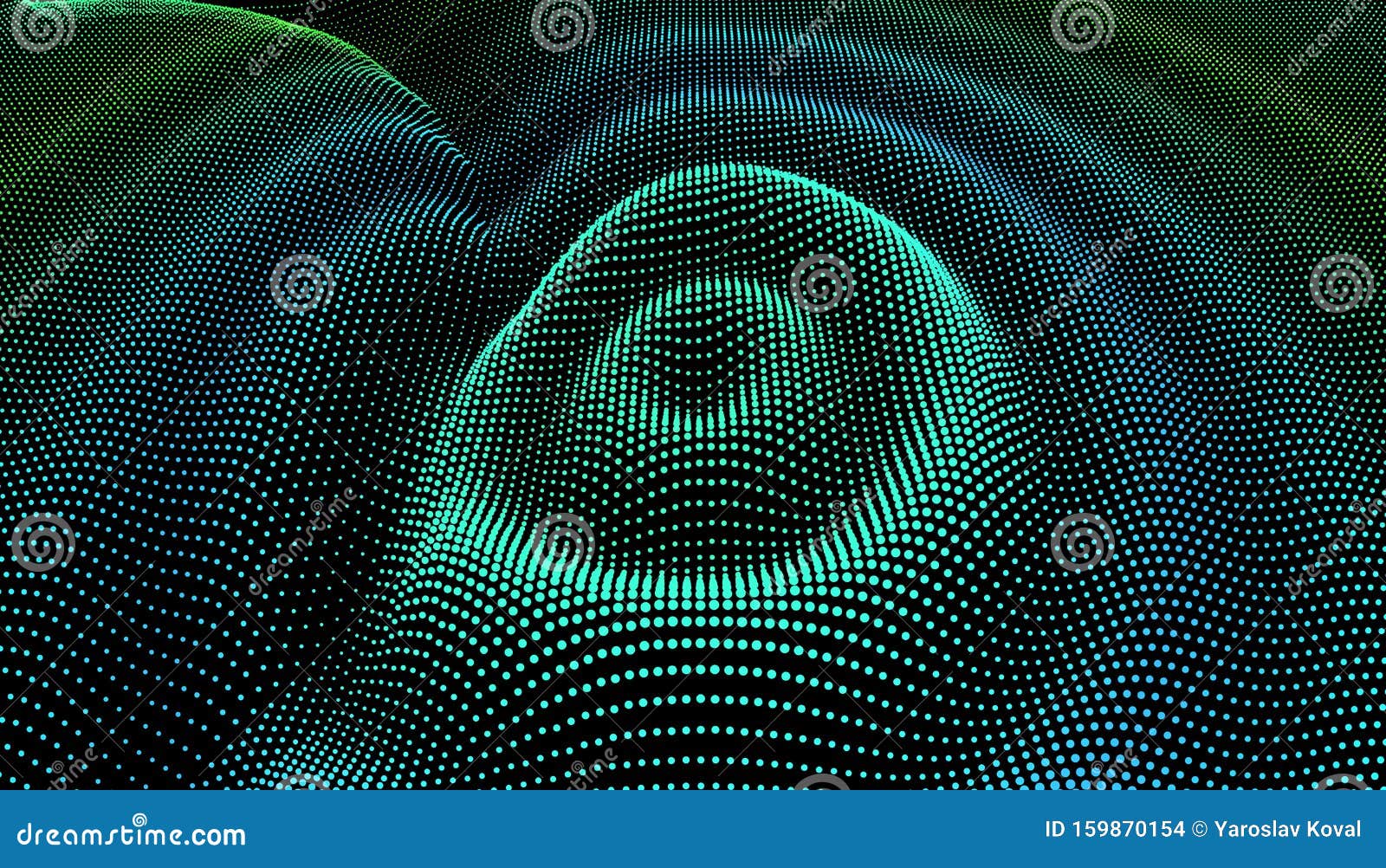 Particle 3D Wavy Ripple Effect. Color Grid Surface Stock Illustration ...