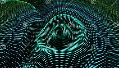 Particle 3D Wavy Ripple Effect. Color Grid Surface Stock Illustration ...