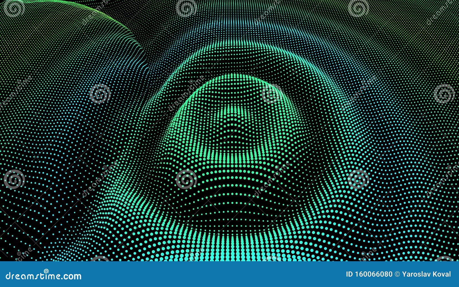 Particle 3D Wavy Ripple Effect. Color Grid Surface Stock Illustration ...