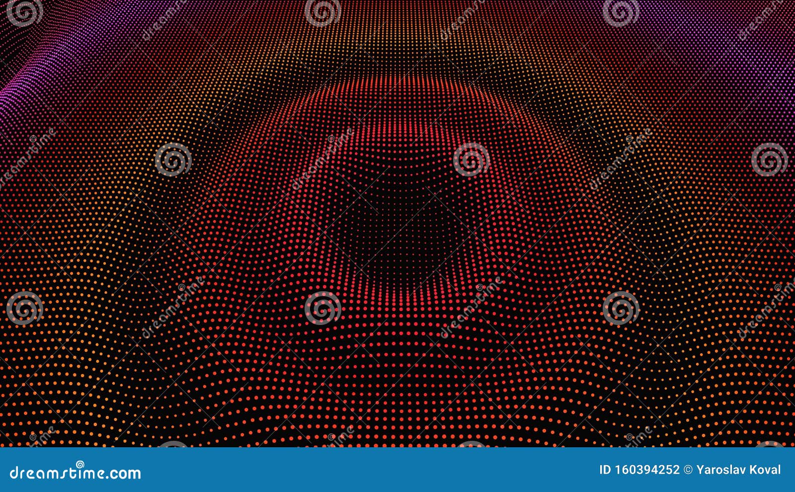 Particle 3D Wavy Ripple Effect. Color Grid Surface Stock Illustration ...
