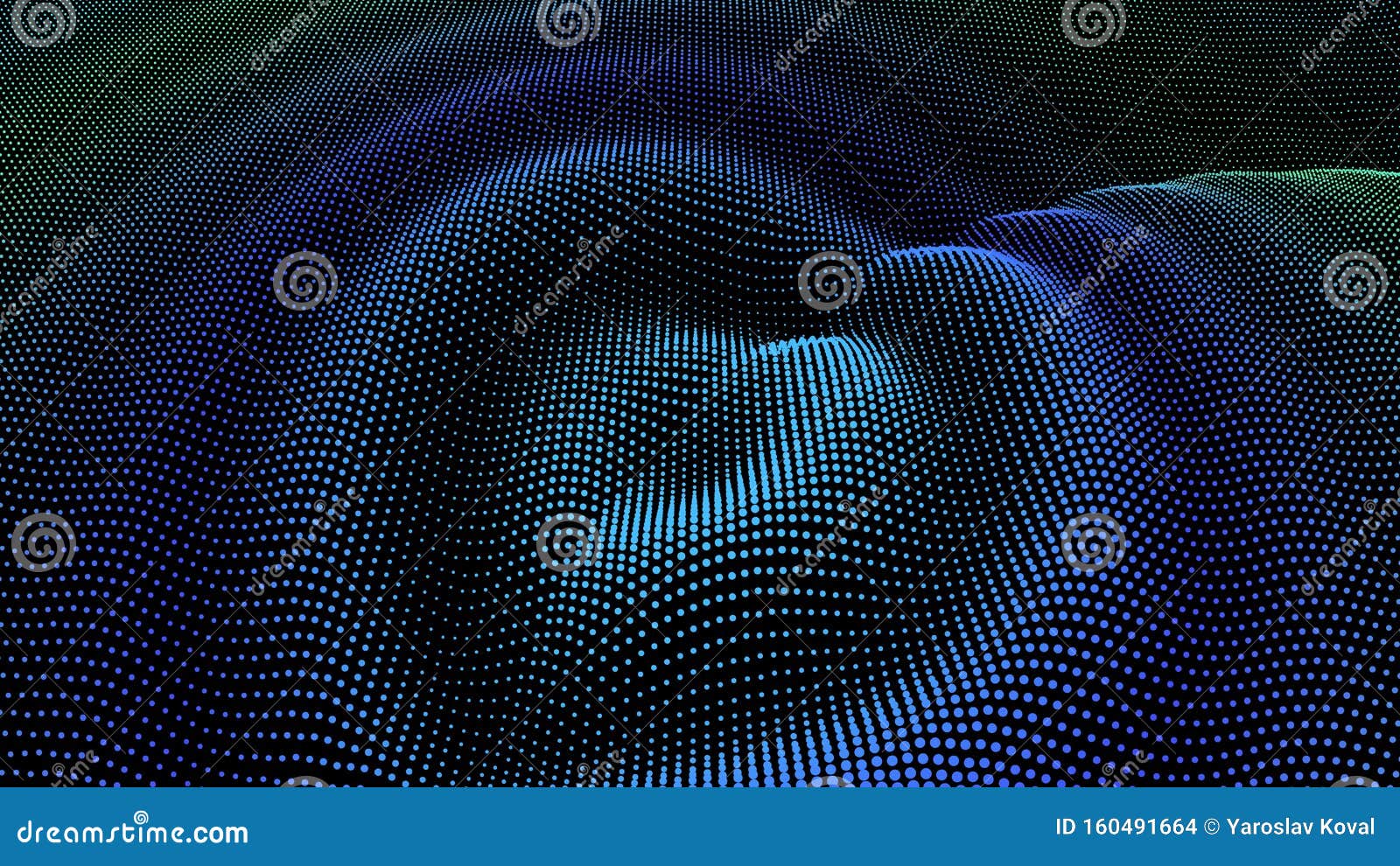 Particle 3D Wavy Ripple Effect. Color Grid Surface Stock Illustration ...