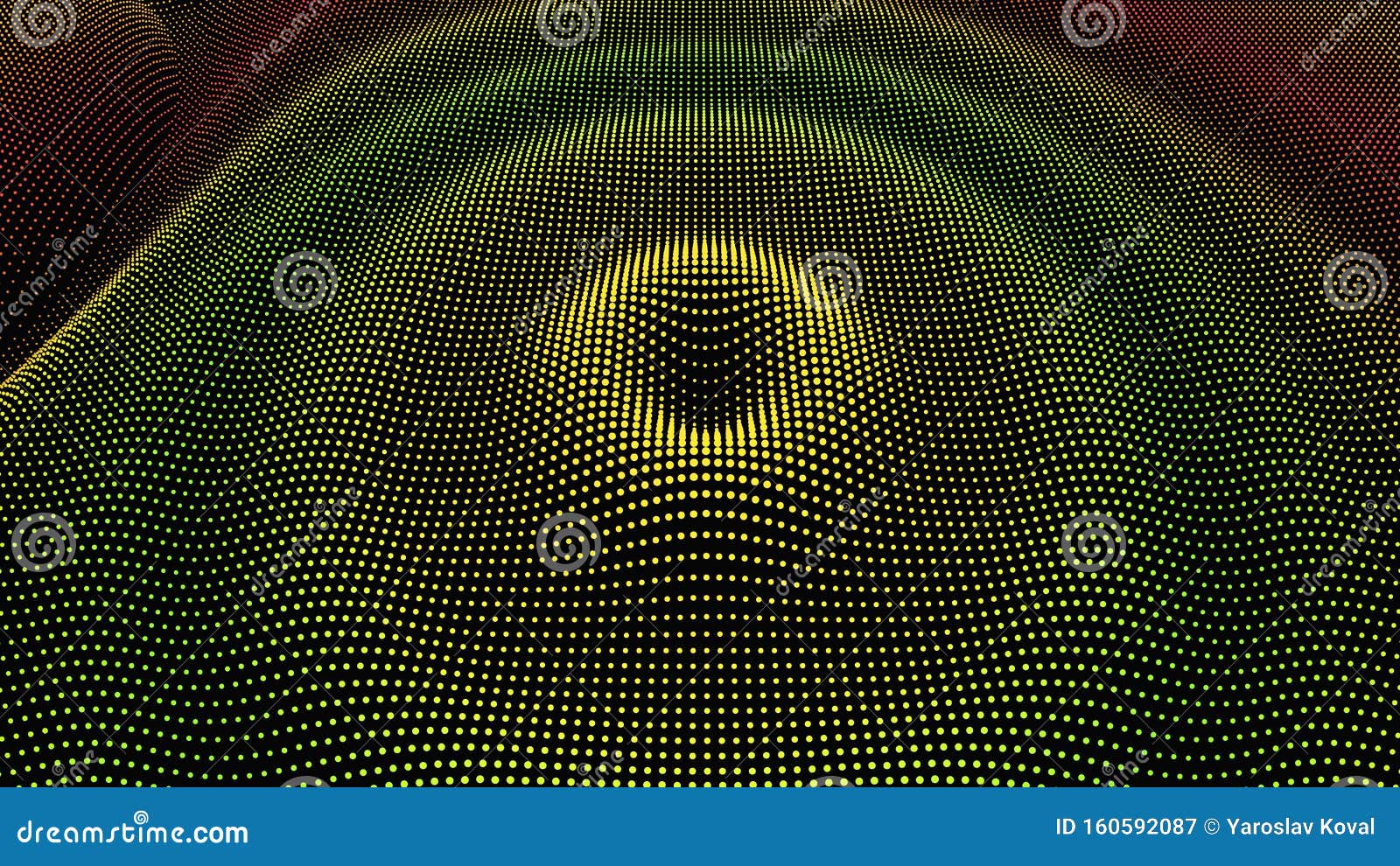 Particle 3D Wavy Ripple Effect. Color Grid Surface Stock Illustration ...