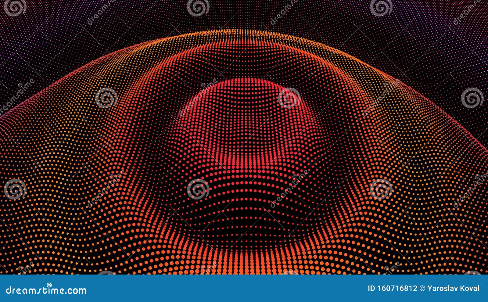 Particle 3D Wavy Ripple Effect. Color Grid Surface Stock Illustration ...