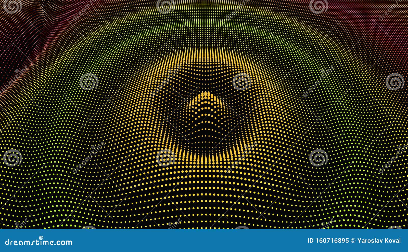 Particle 3D Wavy Ripple Effect. Color Grid Surface Stock Illustration ...