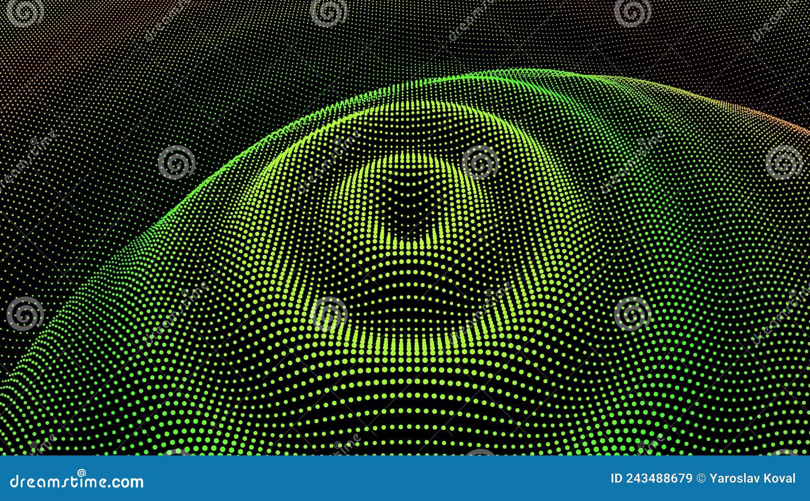 Particle 3D Wavy Ripple Effect. Color Grid Surface Stock Vector ...