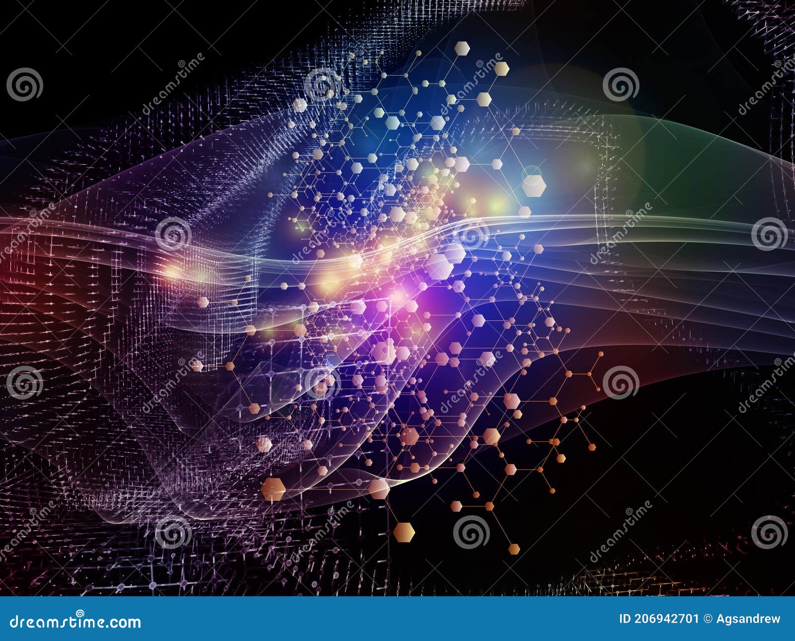 Particle Grid stock illustration. Illustration of wave - 206942701