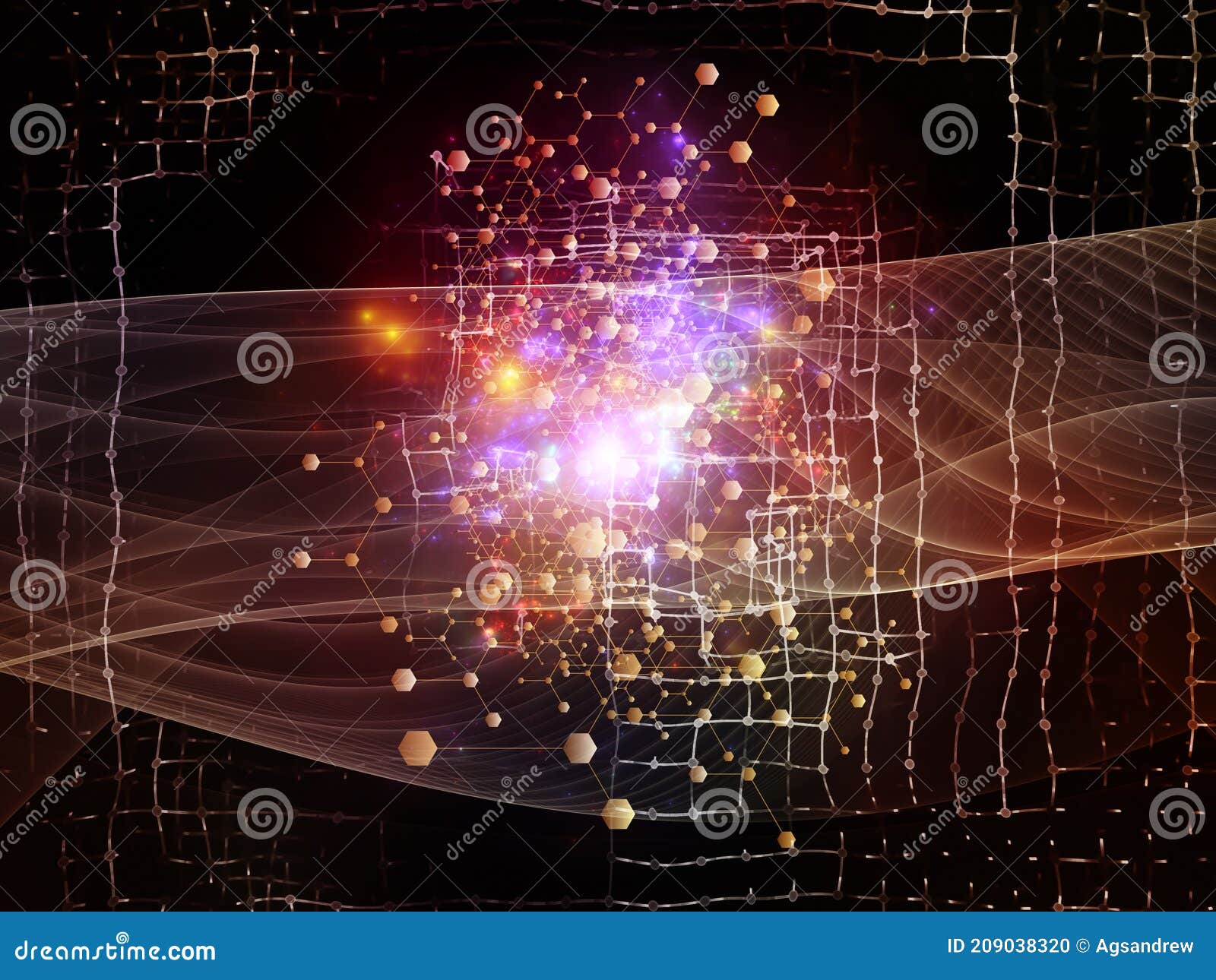 Particle Grid stock illustration. Illustration of node - 209038320