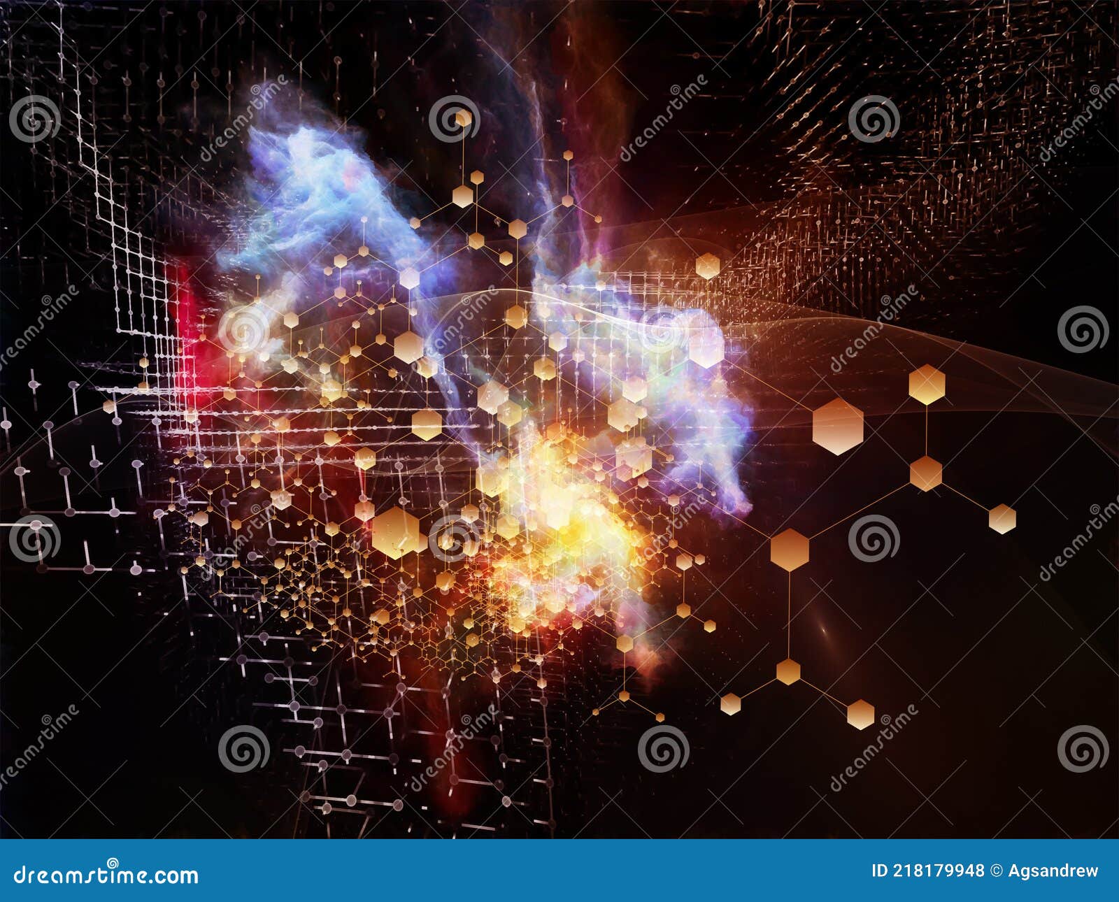 Particle Grid stock illustration. Illustration of node - 218179948