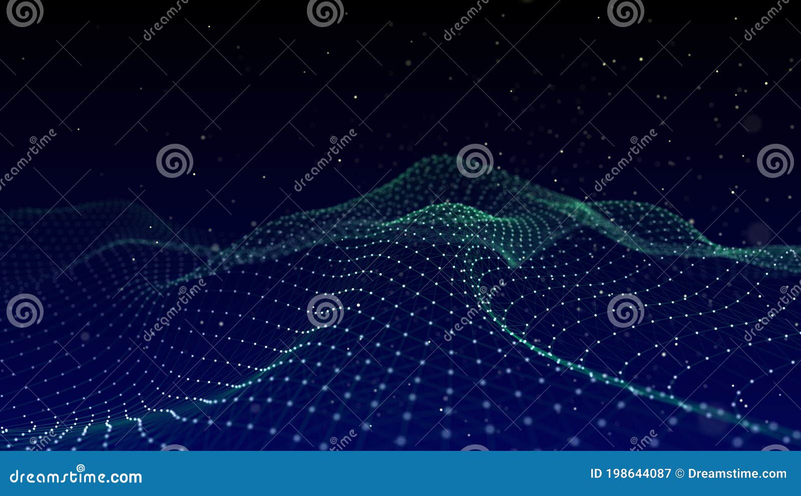 Particle Placement with Hanging Dots in Space. Wave of Particles. Wave ...
