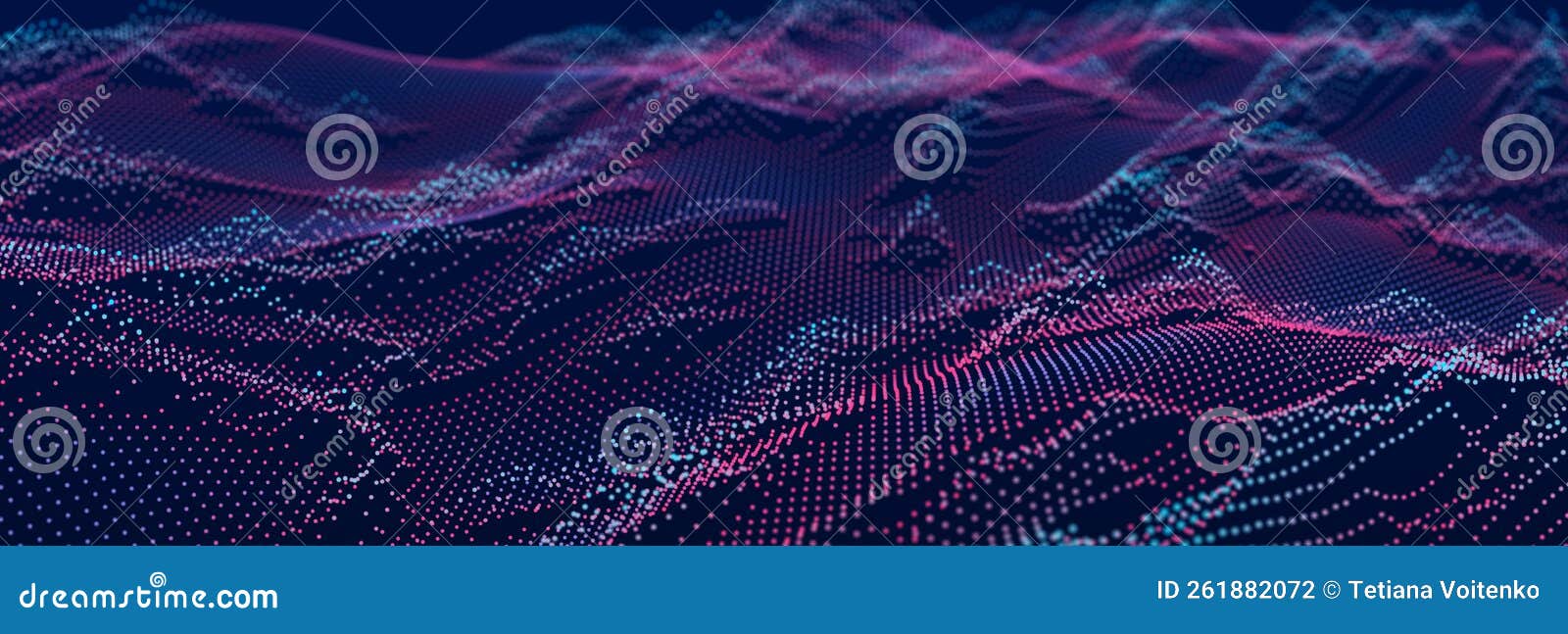 Particle Stream. Purple Background with Many Glowing Particles ...