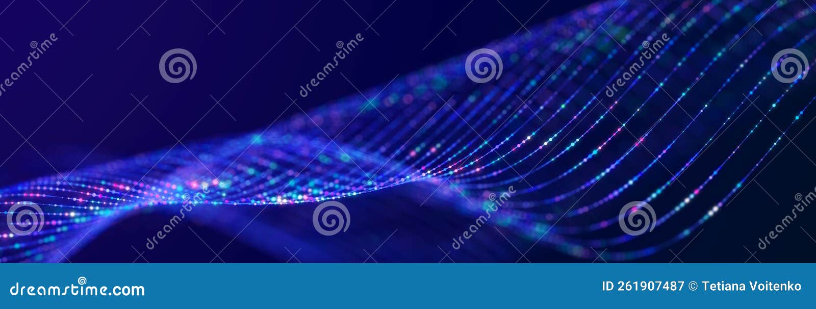 Particle Stream. Purple Background with Many Glowing Particles ...