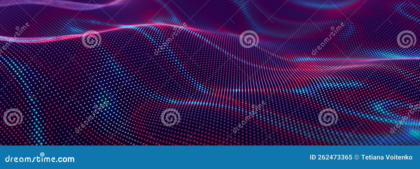 Particle Stream. Purple Background with Many Glowing Particles ...