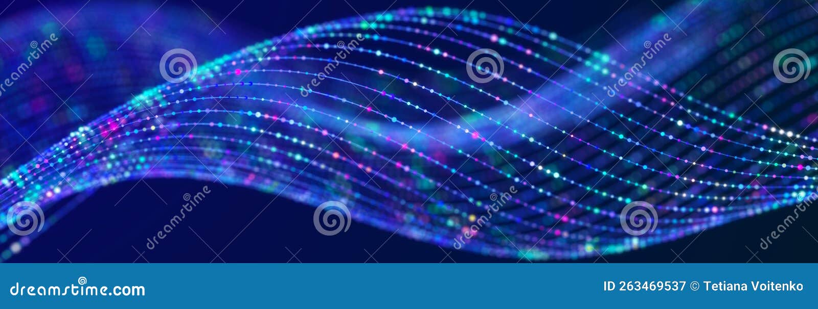 Particle Stream. Purple Background with Many Glowing Particles ...