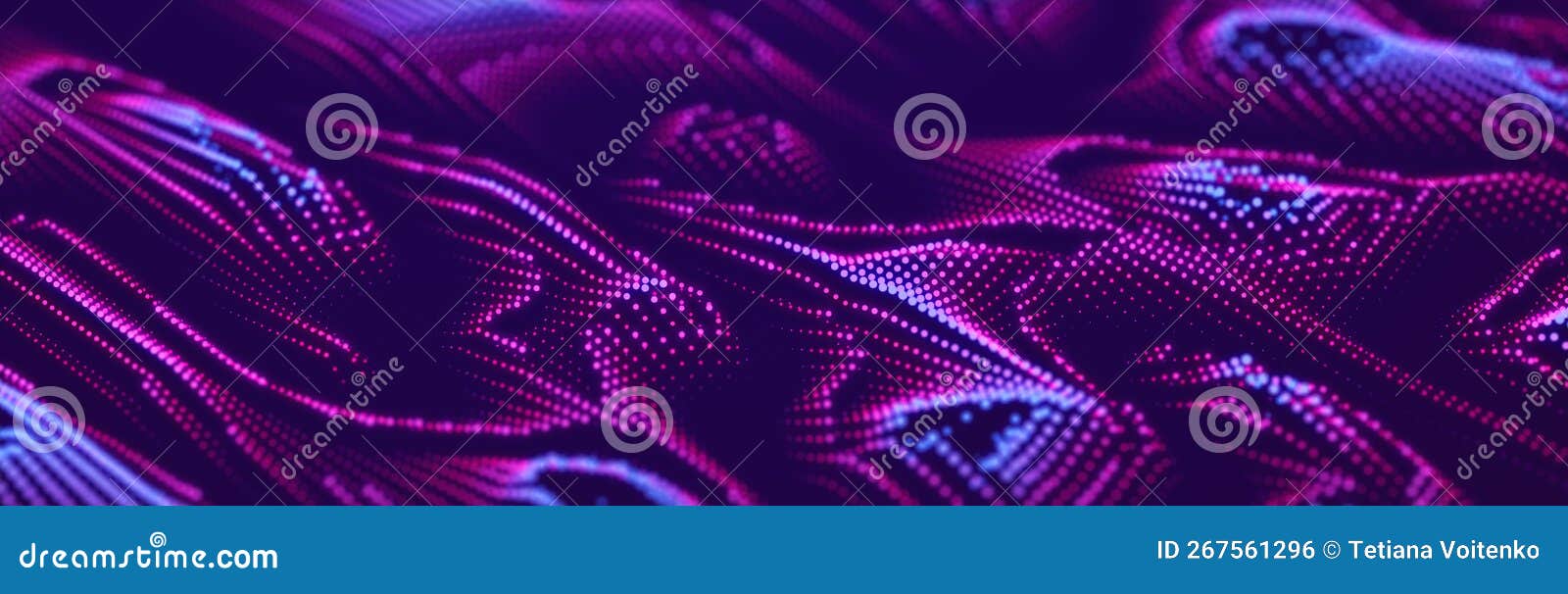 Particle Stream. Purple Background with Many Glowing Particles ...