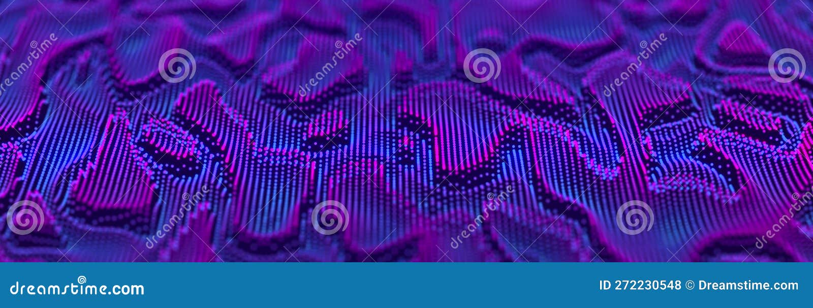 Particle Stream. Purple Background with Many Glowing Particles ...