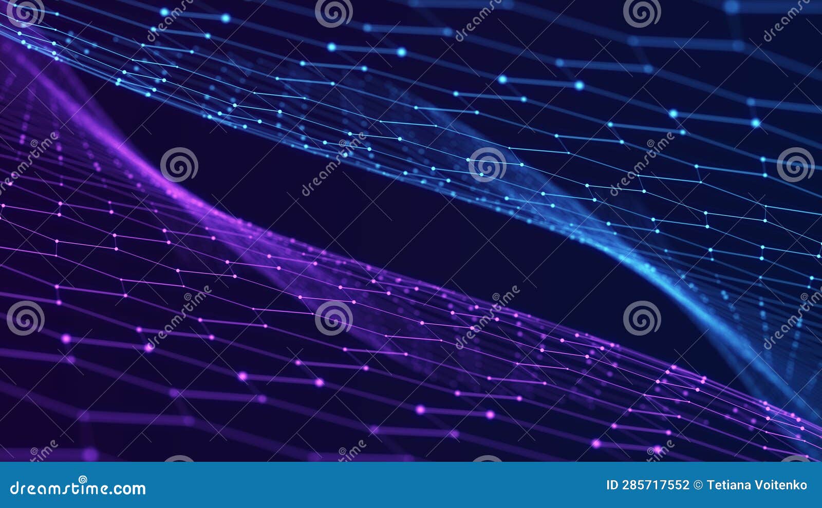 Particle Stream. Purple Background with Many Glowing Particles ...