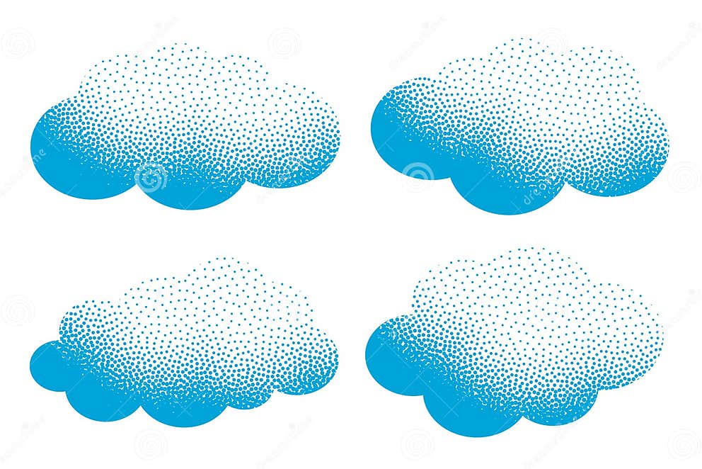 Particle Style Cute Clouds Symbol in Collection Stock Vector ...