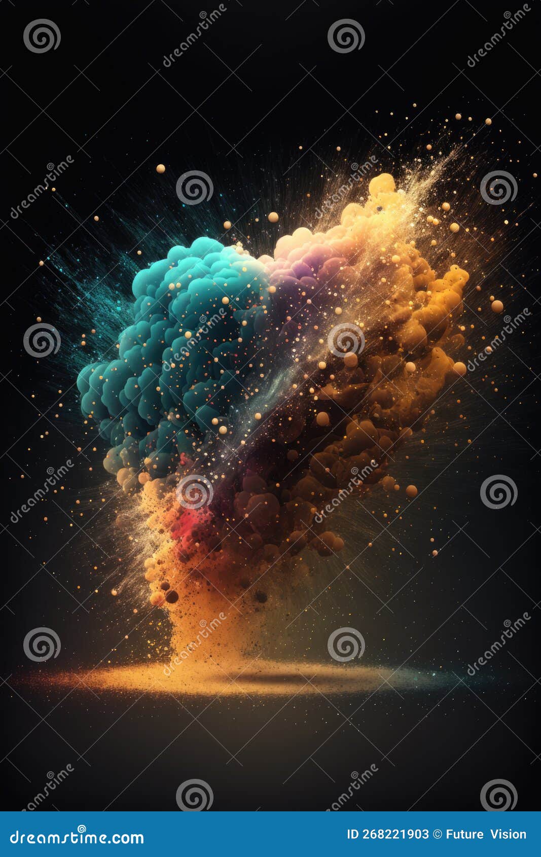 Particles in Air during Explosion of Colorful Powder Created Using ...