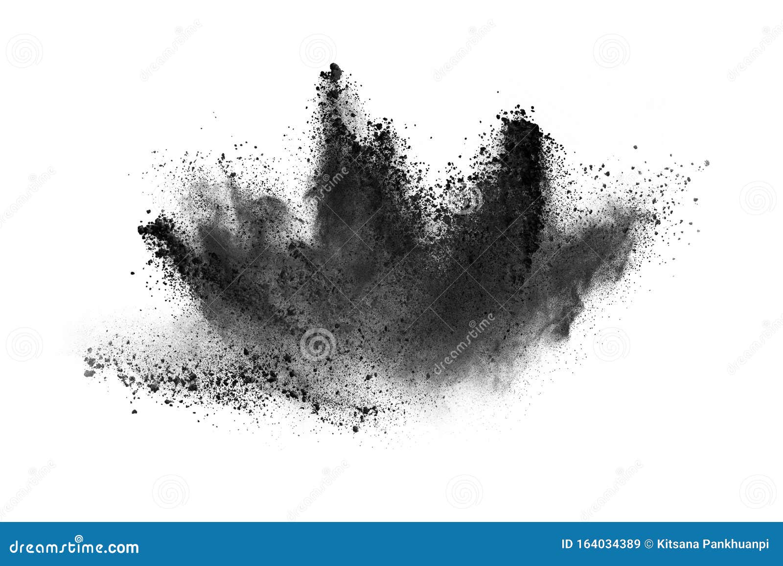 Black Color Powder Explosion on White Background. Stock Image - Image ...