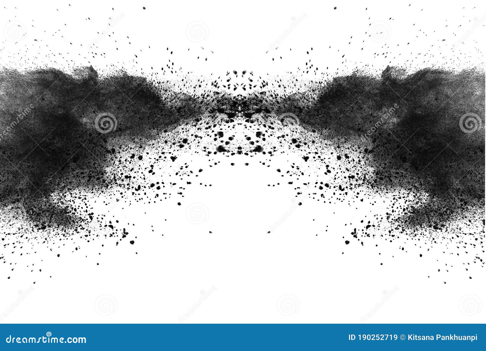 Black Color Powder Explosion on White Background. Stock Image - Image ...