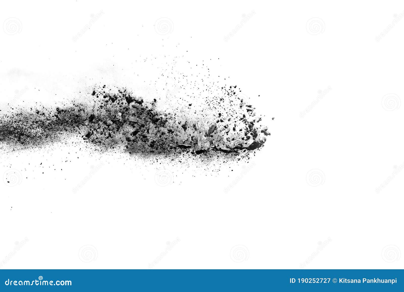 Black Color Powder Explosion on White Background. Stock Image - Image ...