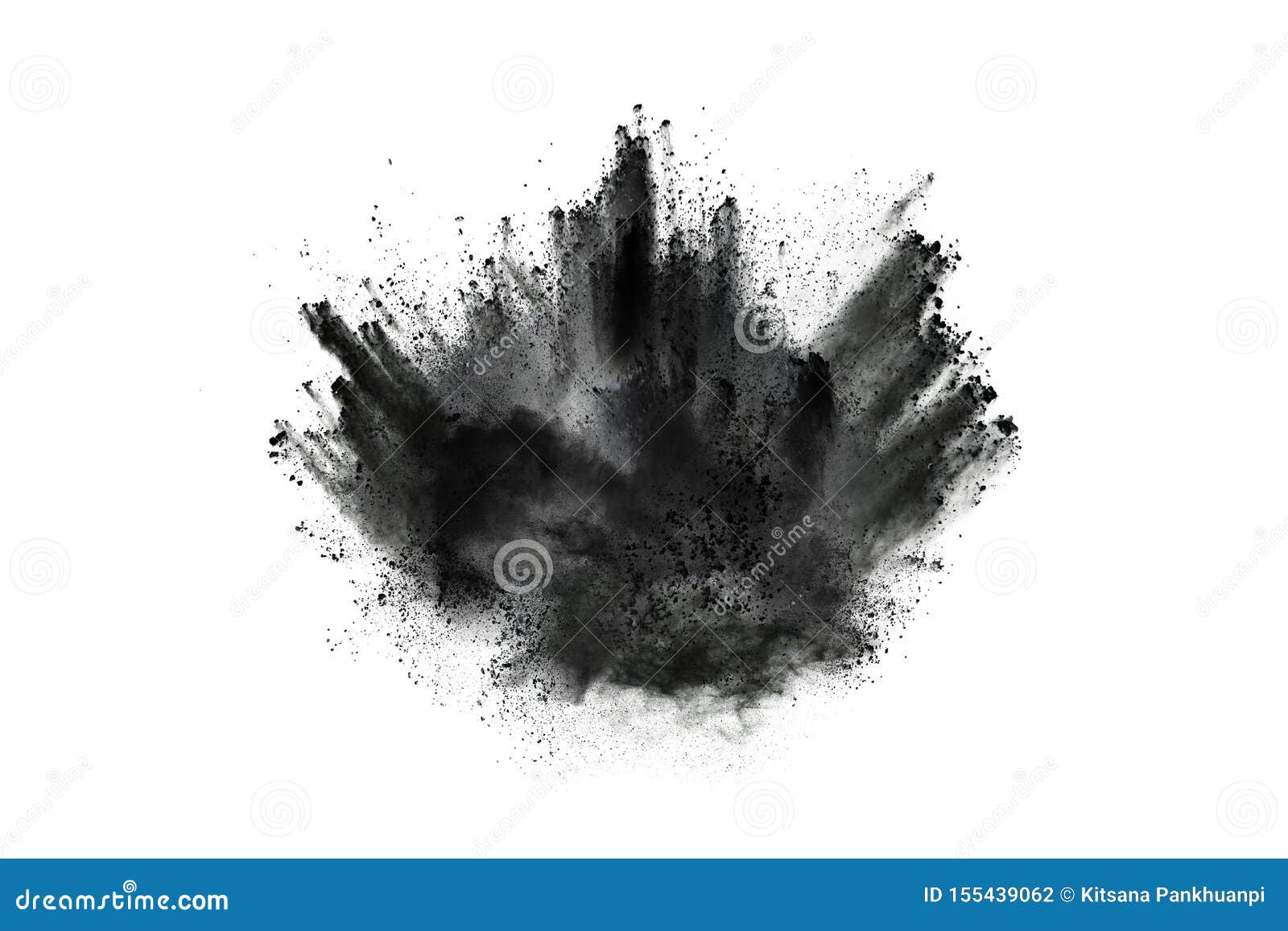 Particles of Charcoal Powder Explosion on White Background. Stock Photo ...