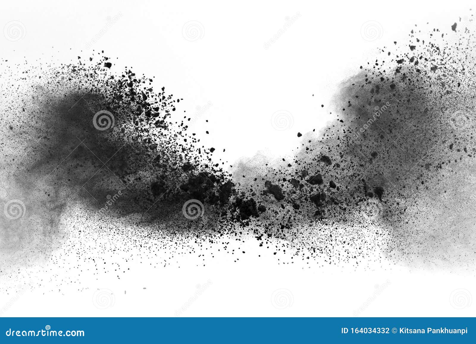 Black Color Powder Explosion on White Background. Stock Photo - Image ...