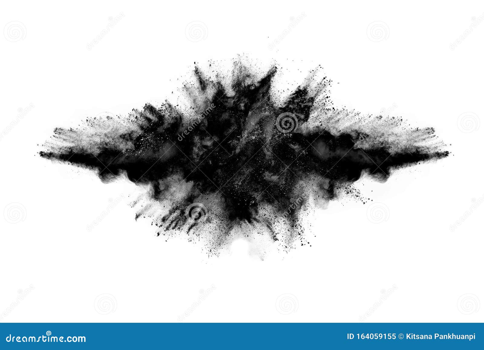 Black Color Powder Explosion on White Background. Stock Image - Image ...