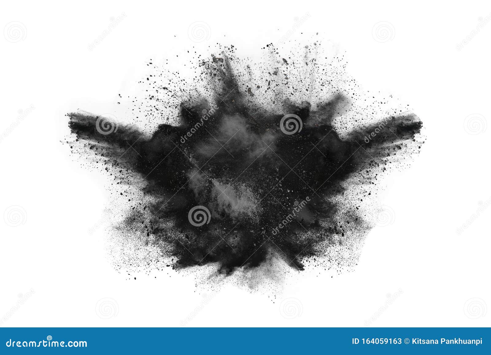 Black Color Powder Explosion on White Background. Stock Image - Image ...