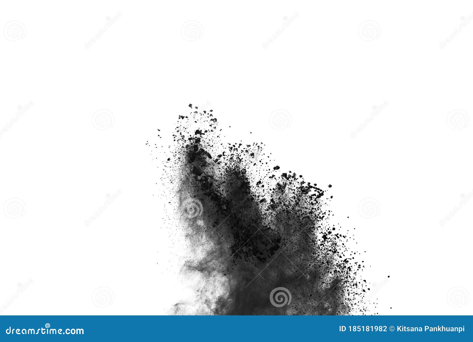 Black Color Powder Explosion on White Background. Stock Photo - Image ...