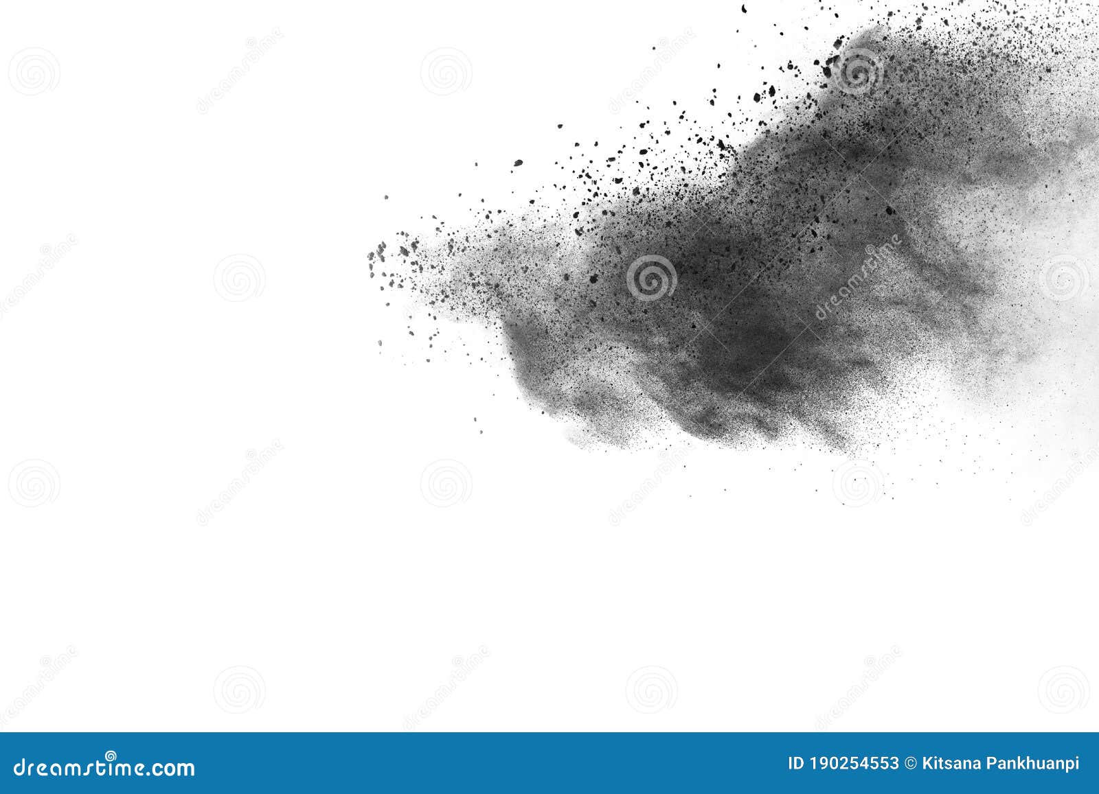 Black Color Powder Explosion on White Background. Stock Image - Image ...