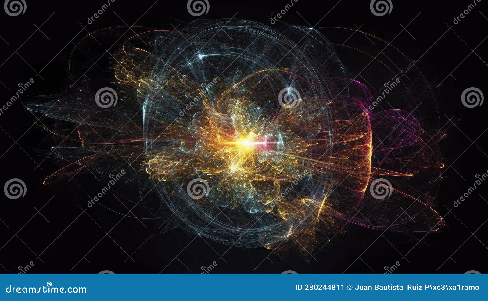 Particles Collision in Hadron Collider. Astrophysics Concept. Ai ...