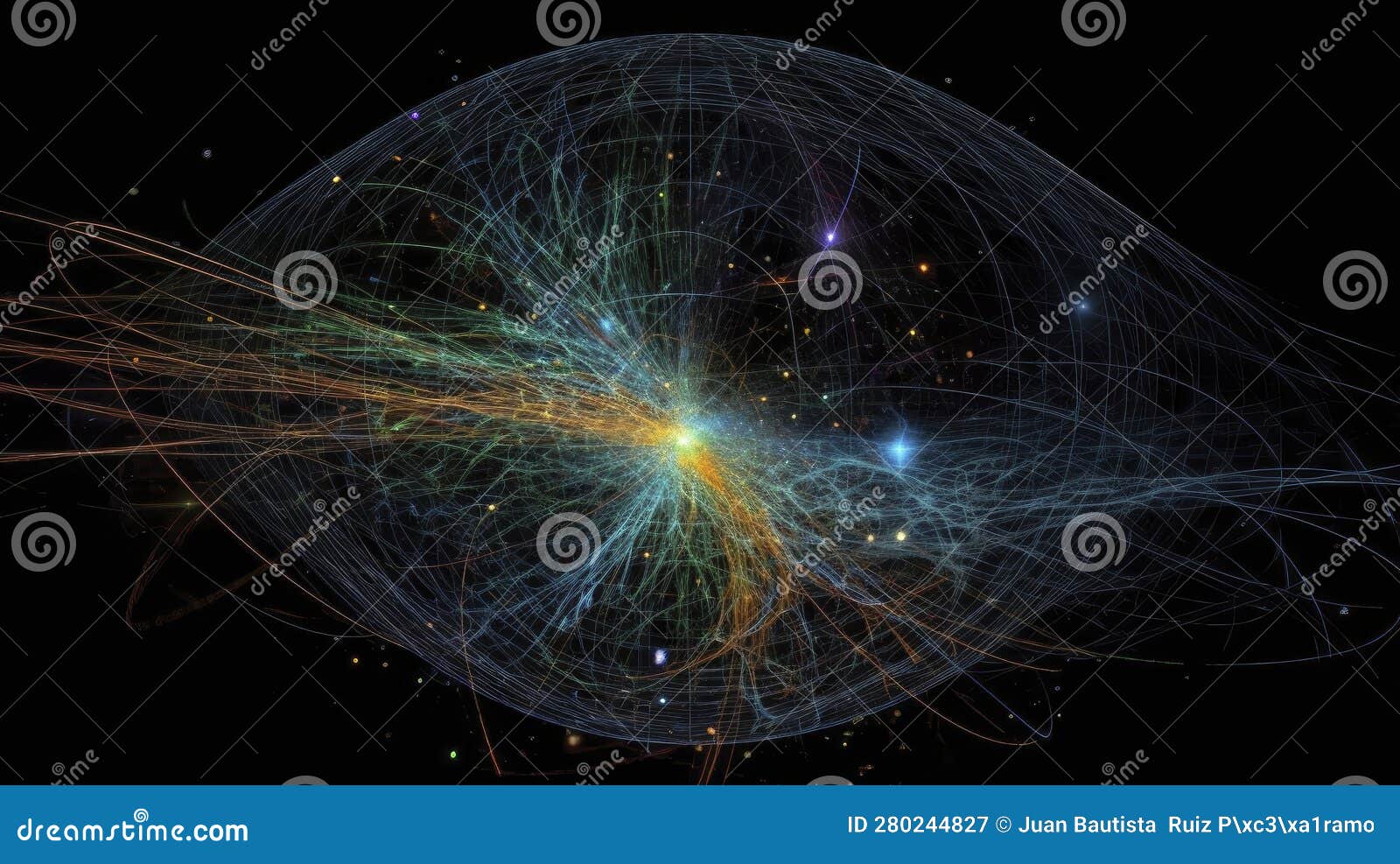 Particles Collision In Hadron Collider. Astrophysics Concept. 3D ...