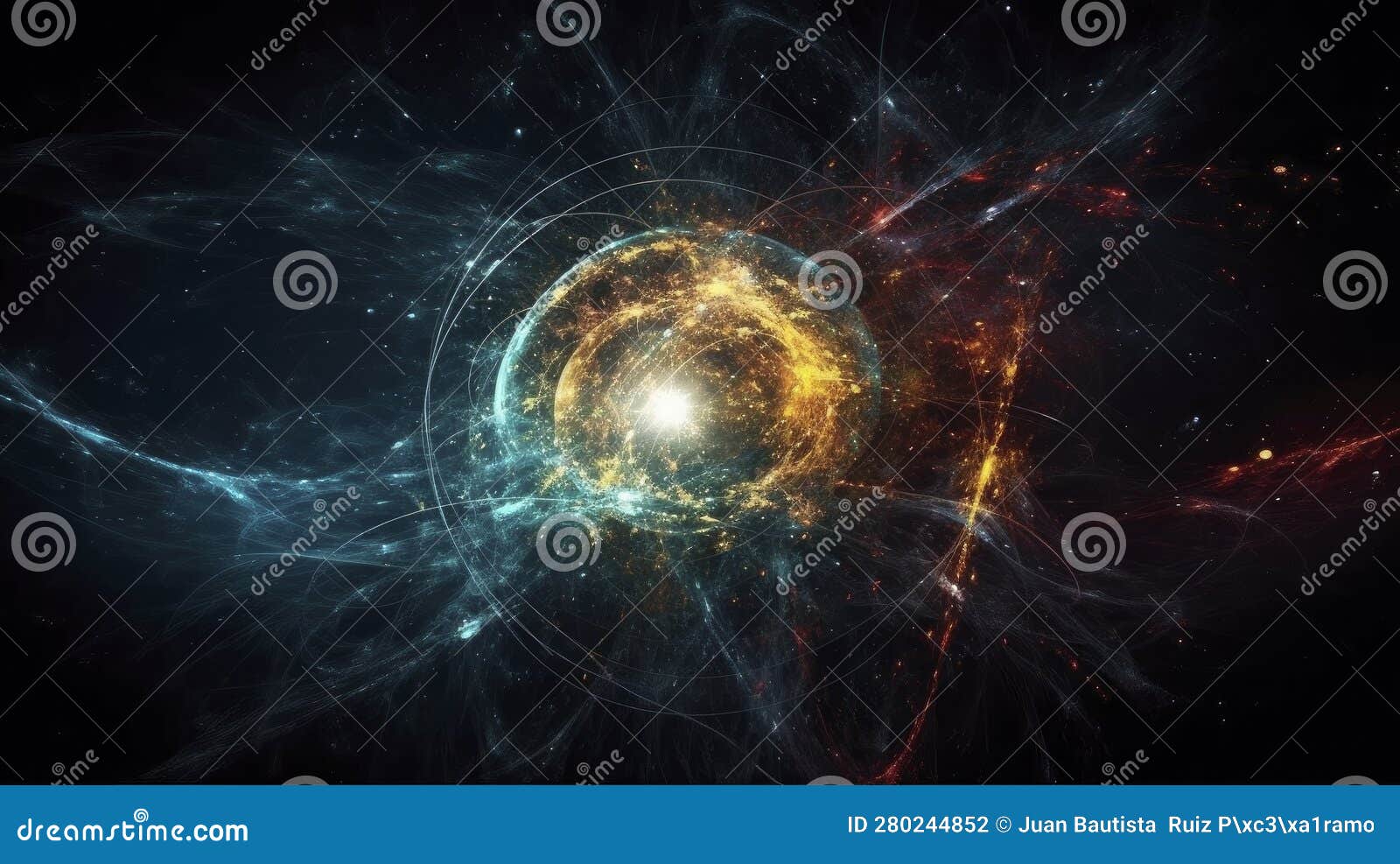 Particles Collision in Hadron Collider. Astrophysics Concept. Ai ...