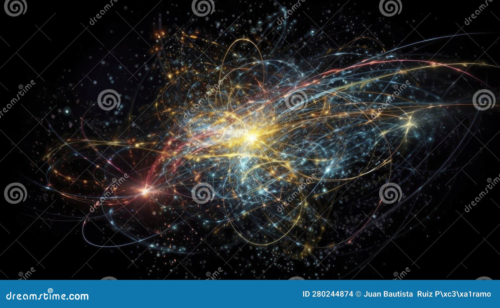 Particles Collision in Hadron Collider. Astrophysics Concept. Ai ...