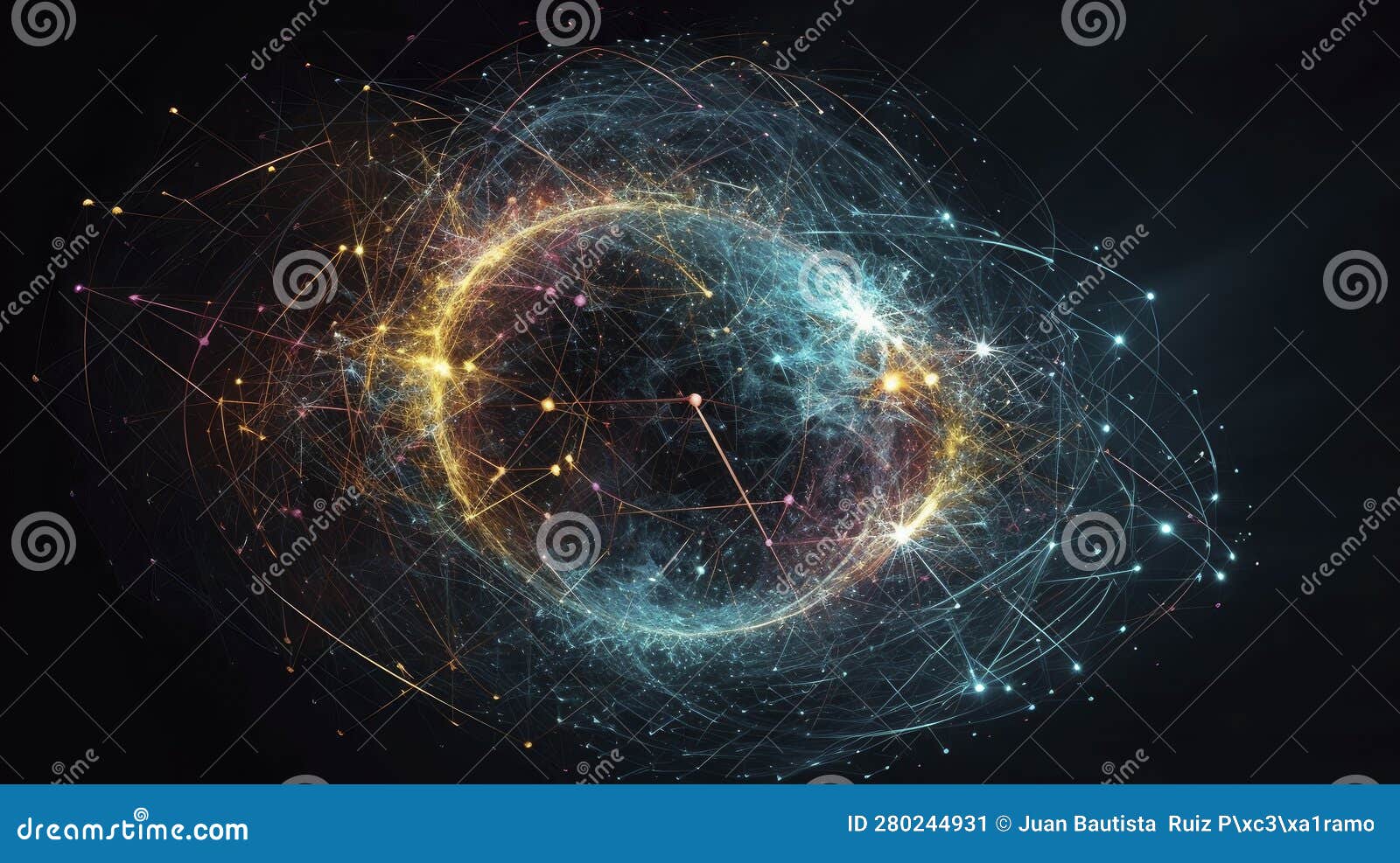 Particles Collision in Hadron Collider. Astrophysics Concept. Ai ...