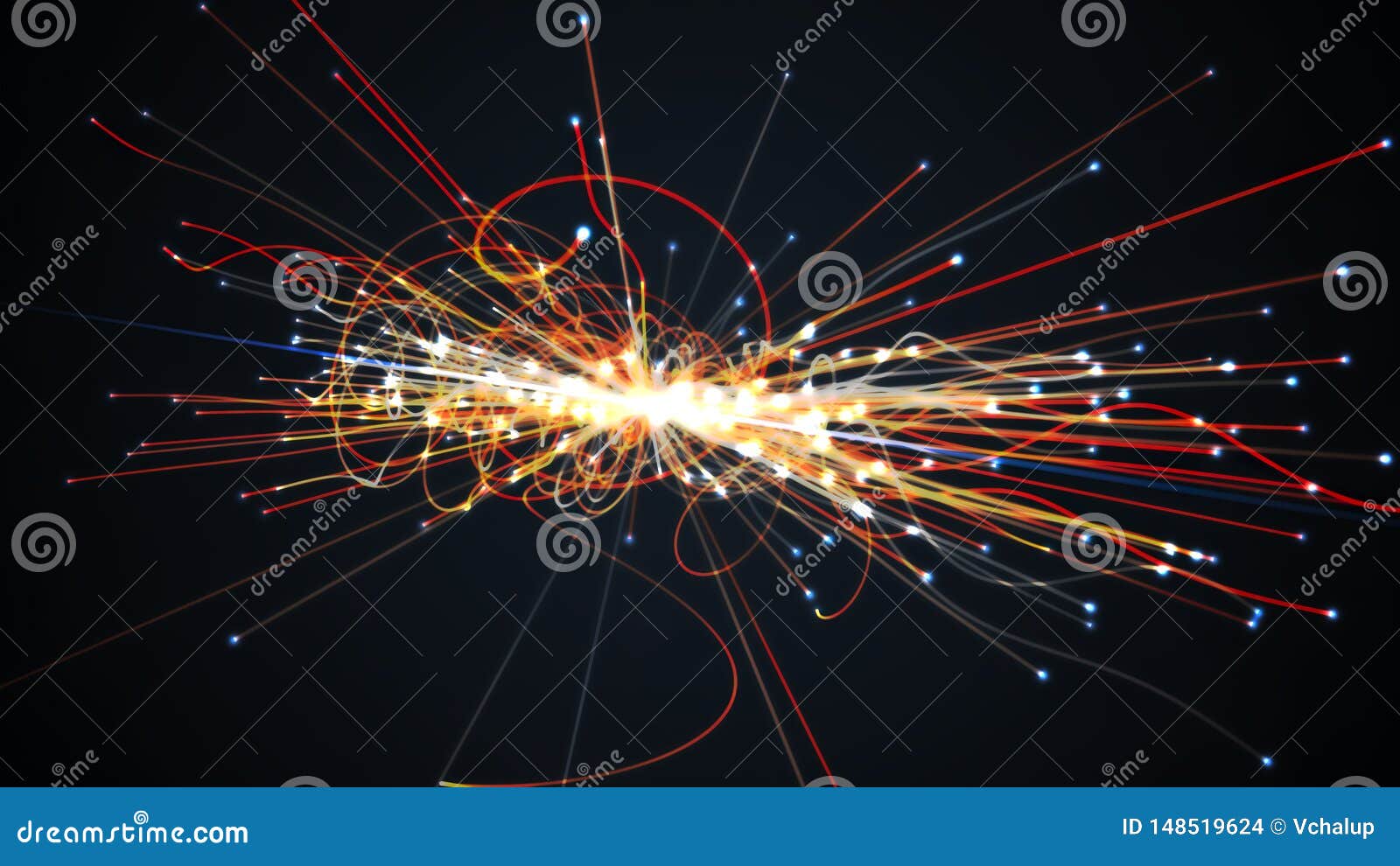 Particles Collision In Hadron Collider. Astrophysics Concept. 3D ...