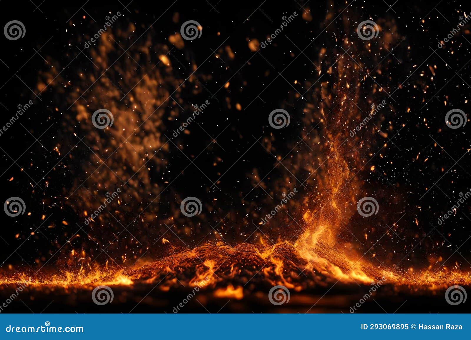 Particles of Fire Over a Black Background. Background of Fire Sparks ...