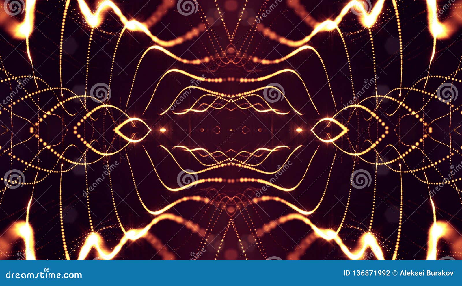 Particles Form Line and Surface Grid. 3d Rendering. Science Fiction ...