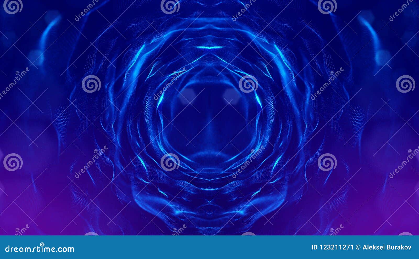Blue Particles Form Line and Surface Grid. Microcosm or Space. 3d ...