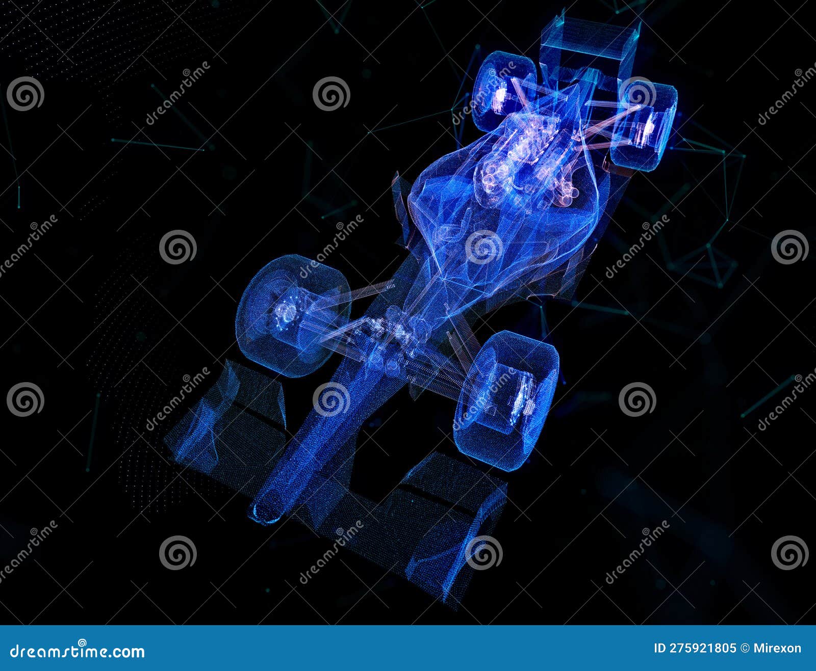 Particles Formation Car Virtual Model. Digital Car Technology ...