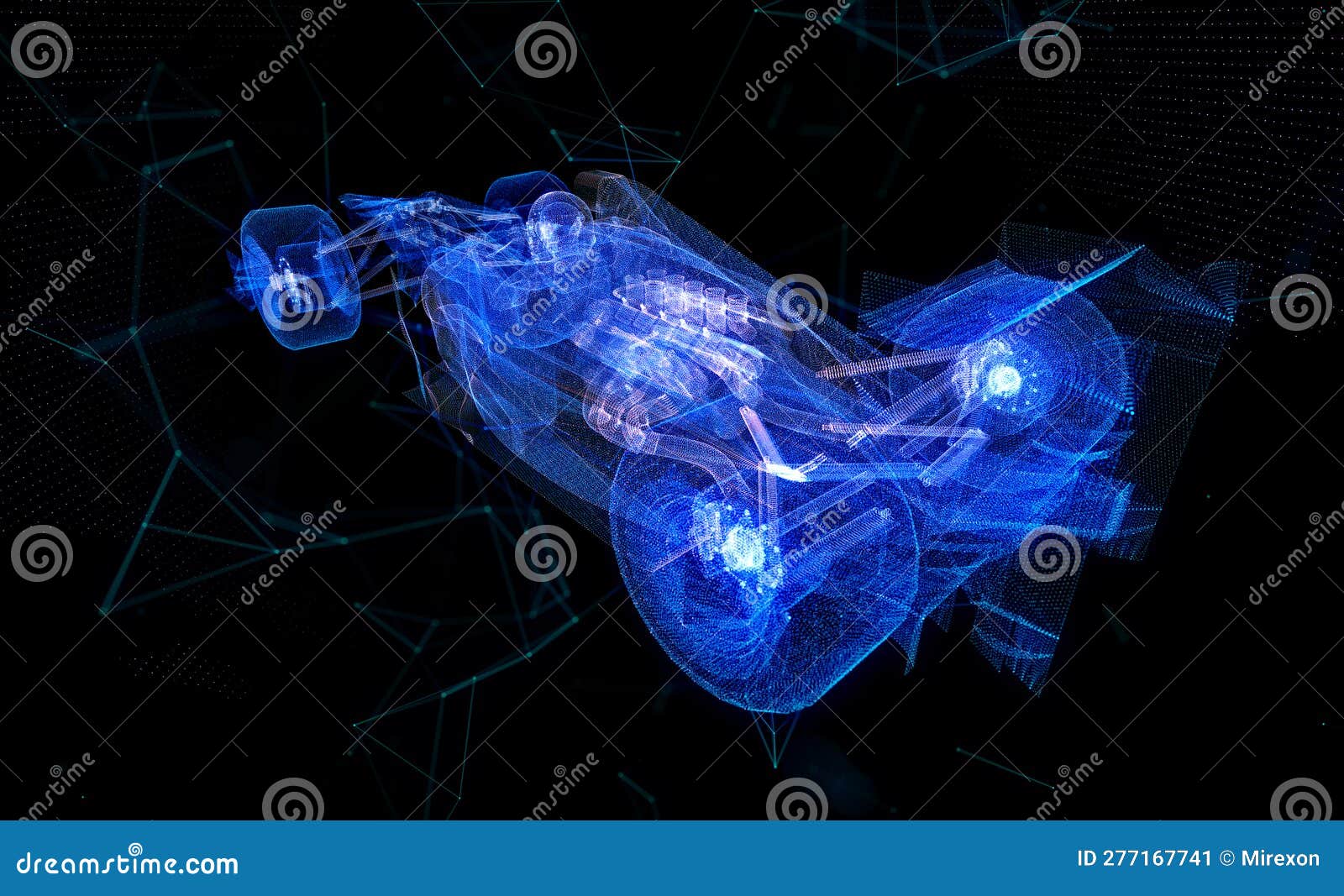 Particles Formation Car Virtual Model Technology Visualization of 3d ...