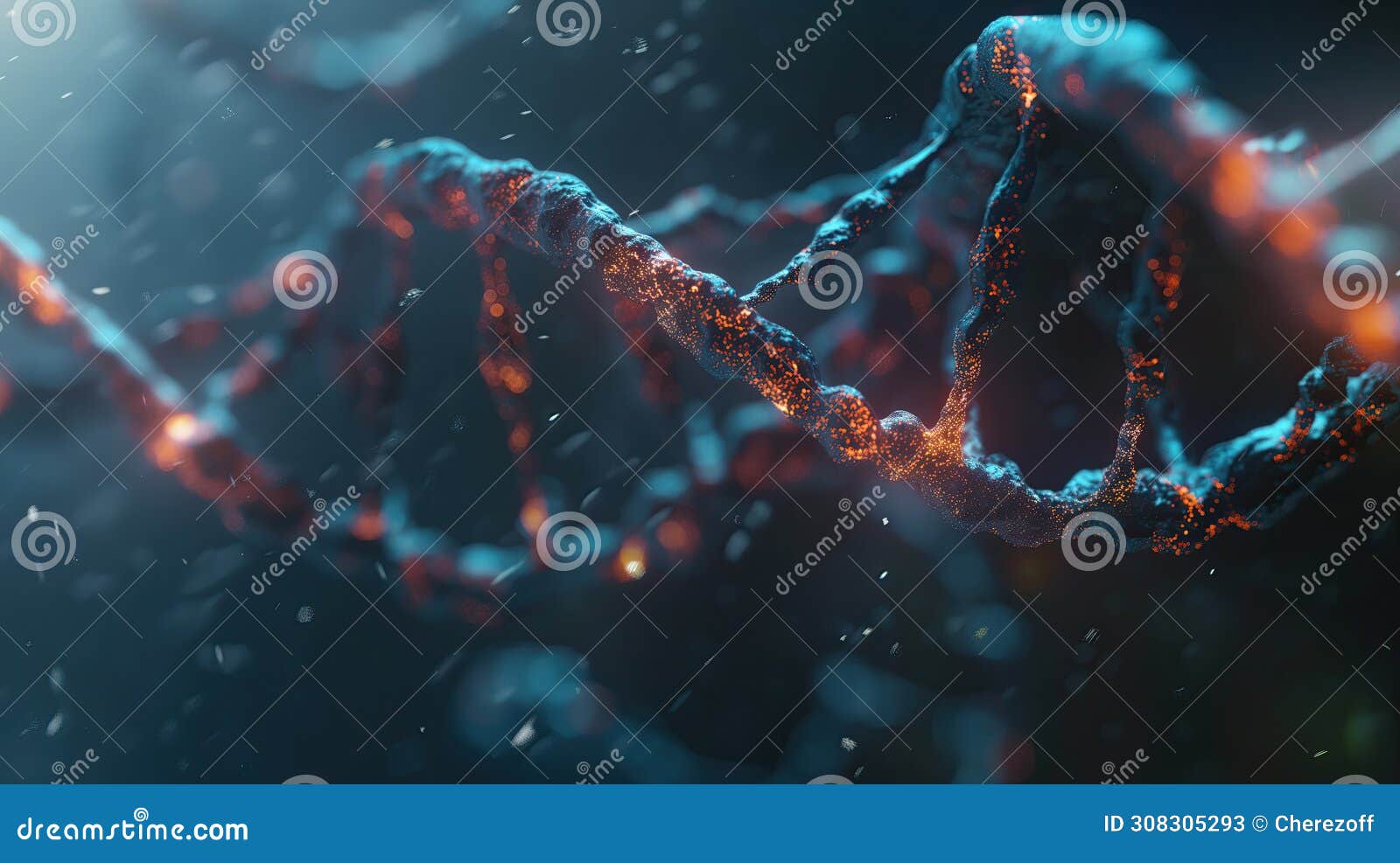 Particles Formed a DNA Strand Stock Image - Image of blue, chemistry ...