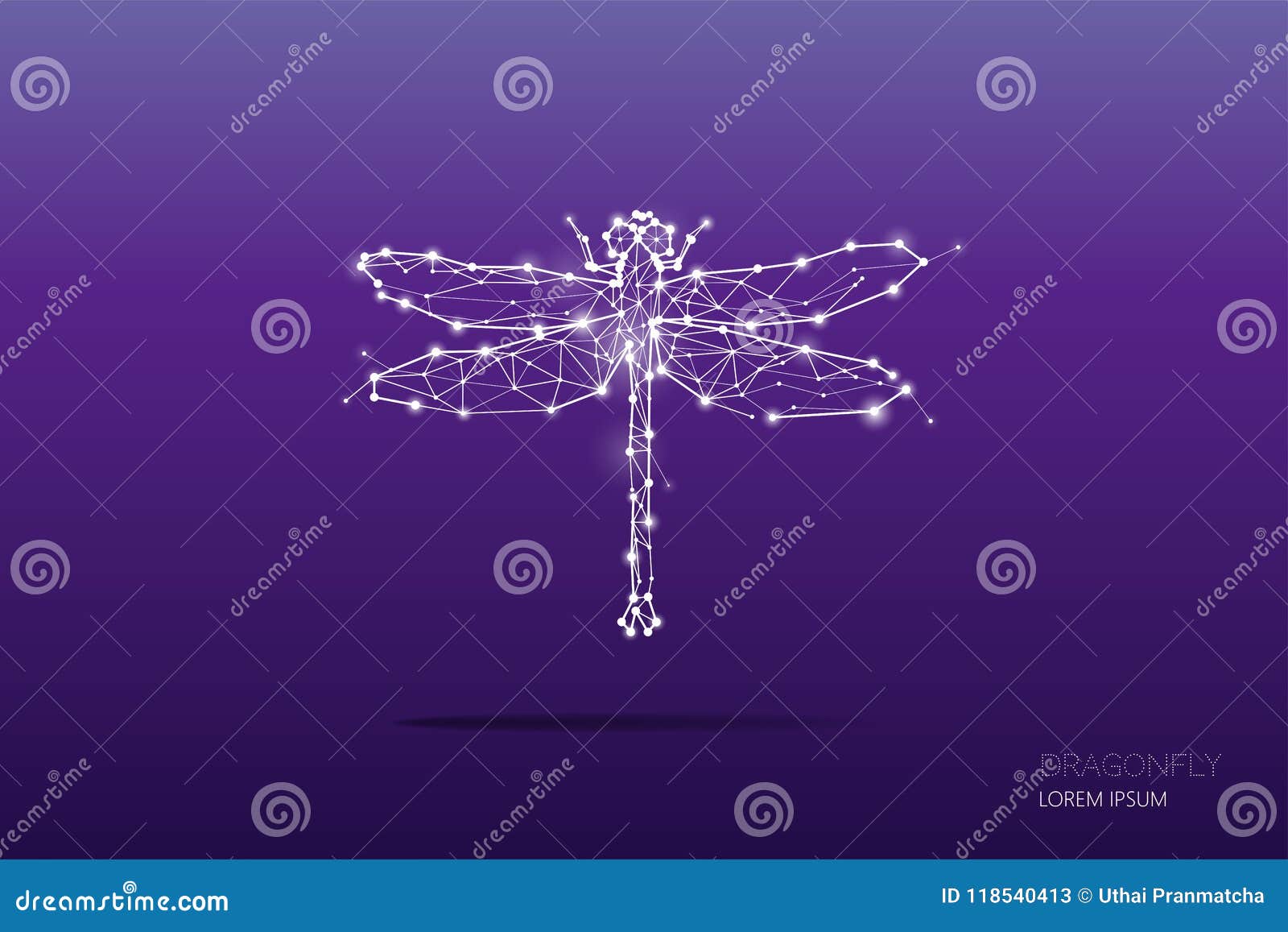 The Particles, Geometric Art, Line and Dot of Dragonfly Stock Vector ...