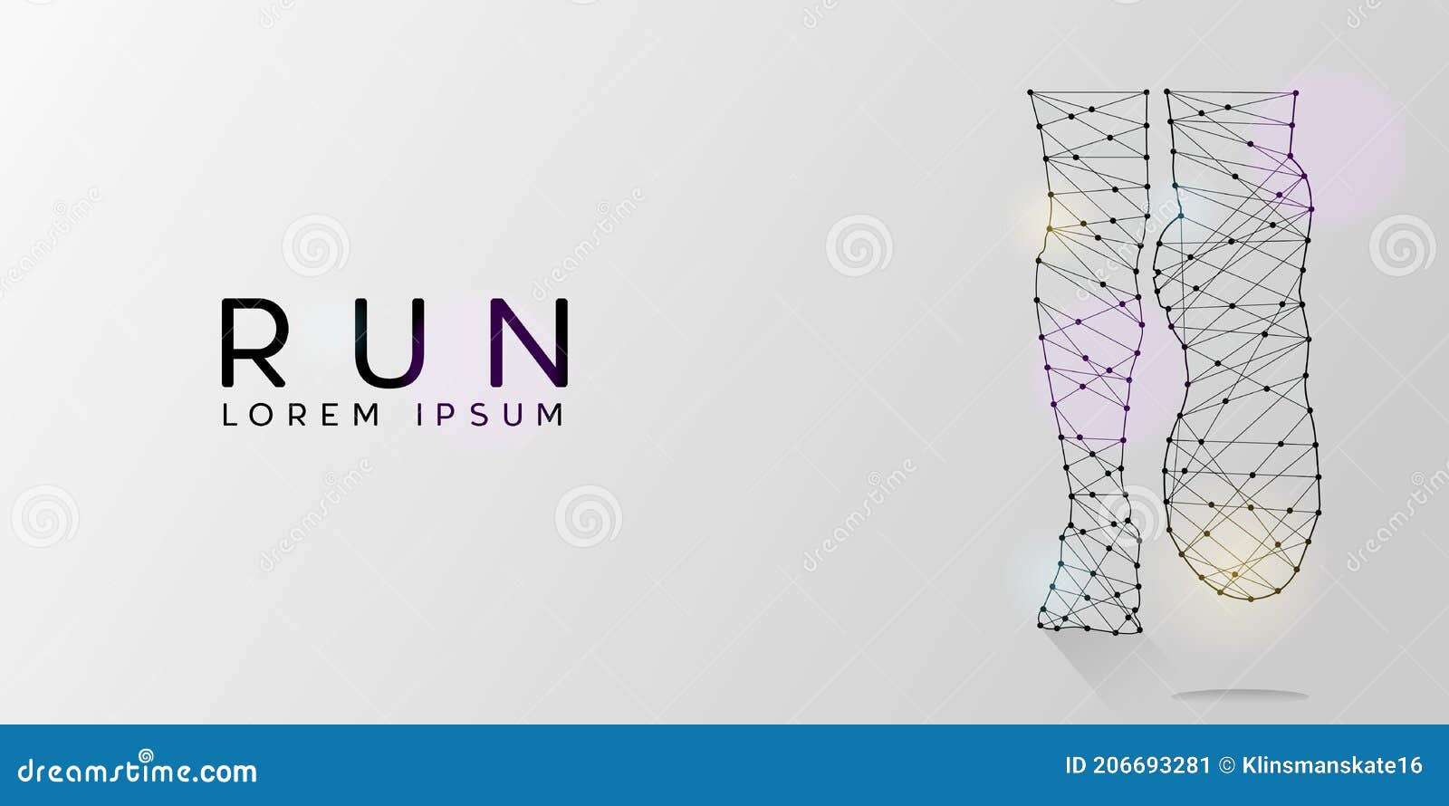 Particles Geometric Line Art and Dot of Foot Running Design Stock ...