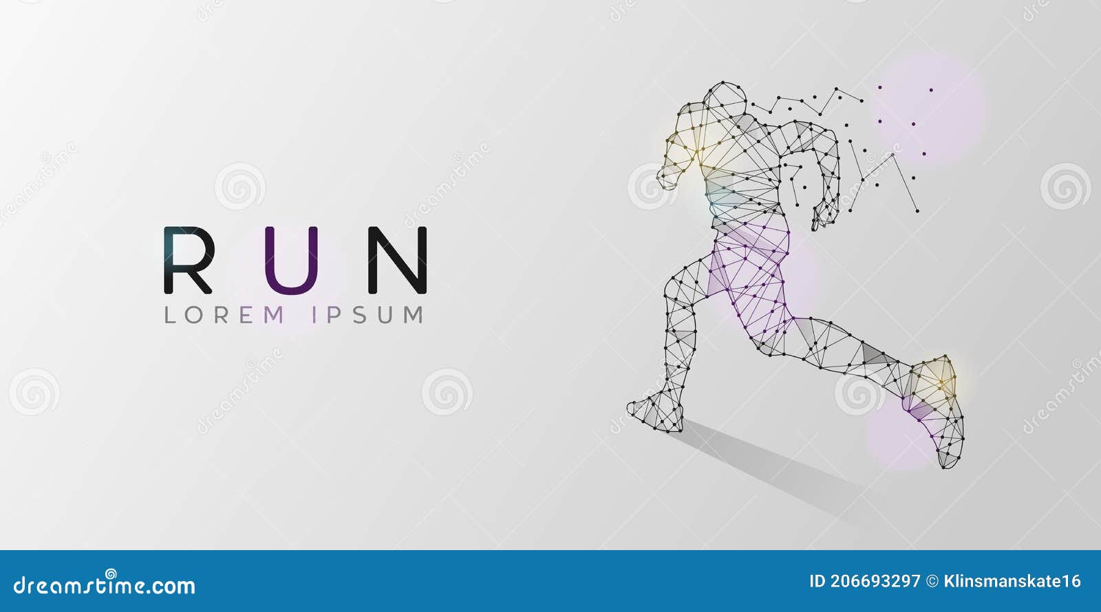 Particles Geometric Line Art and Dot of Running Man Design Stock ...