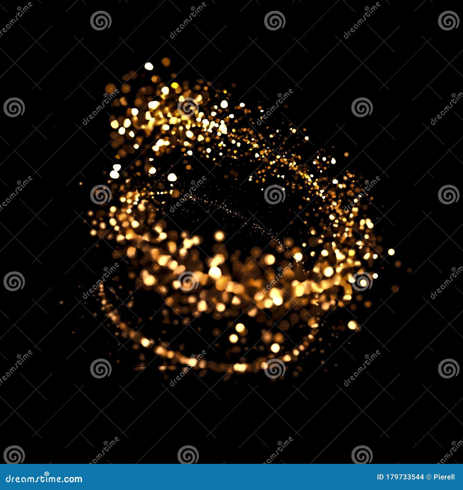 The Particles are a Gold Spiral. 3d Illustration, 3d Rendering Stock ...