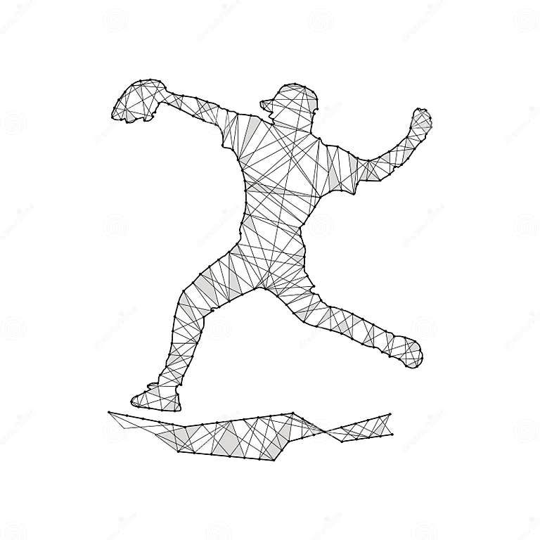 Particles Line Art and Dot Baseball Player Design Vector Stock ...