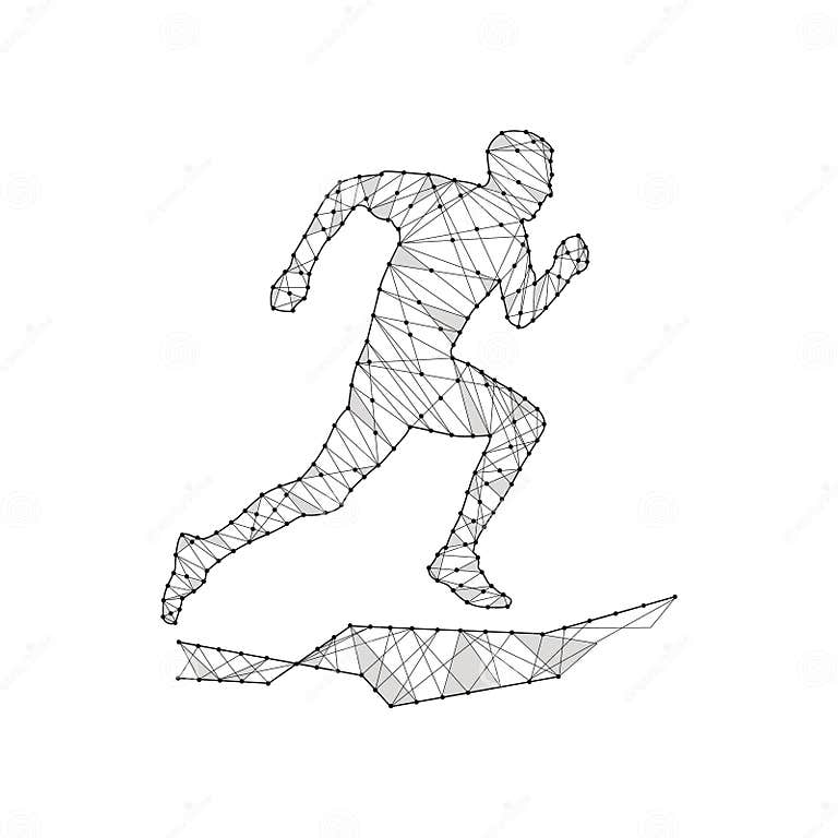 Particles Line Art and Dot Running Man Design Stock Illustration ...