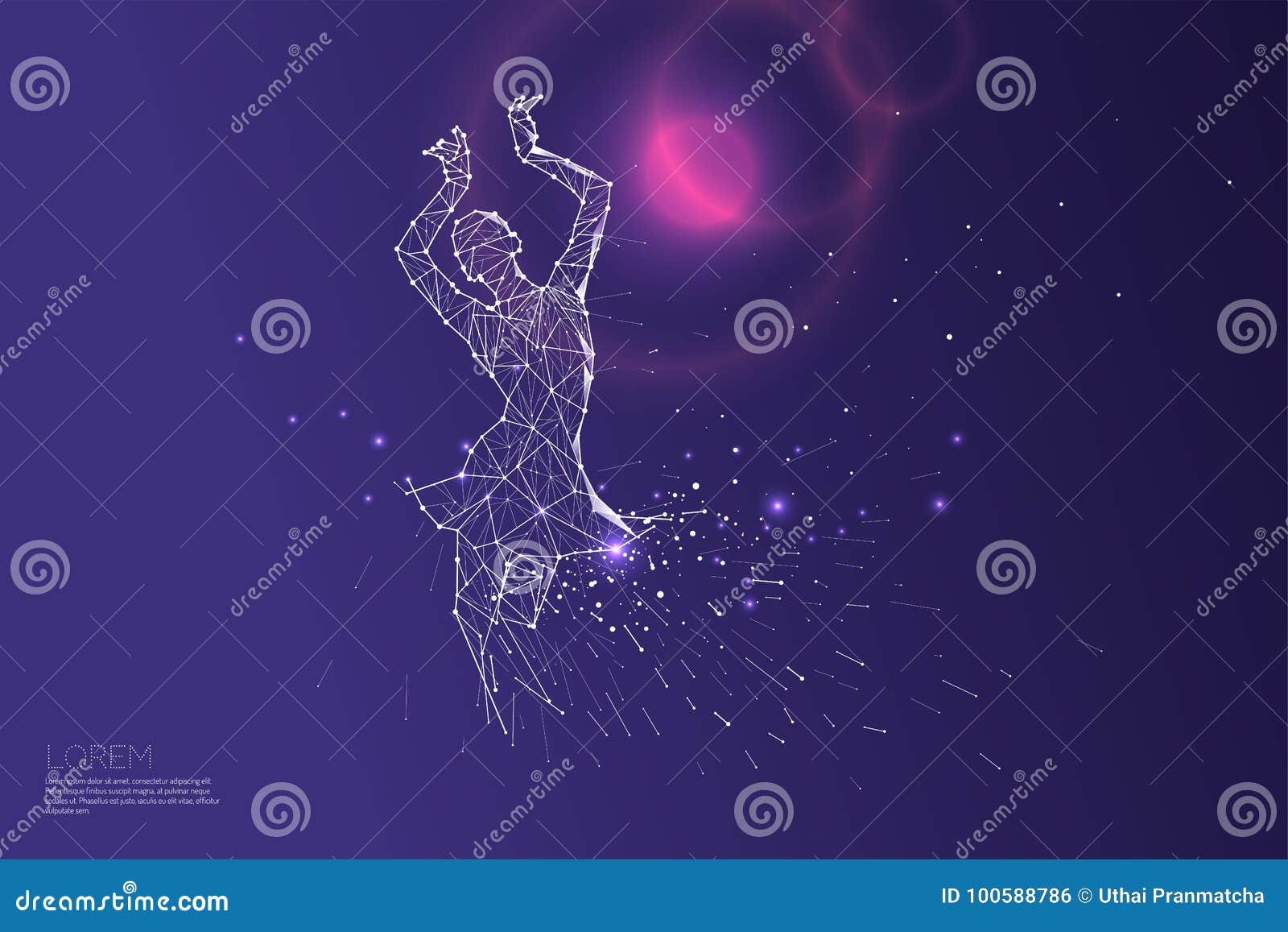 The Particles Line and Dot of Lady Dance. Stock Vector - Illustration ...